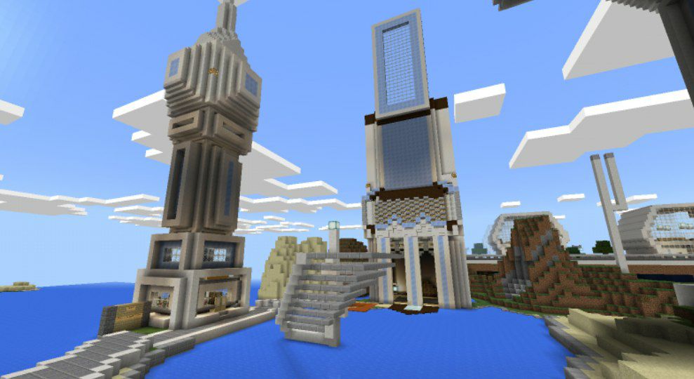 Download Futuristic City Map Minecraft Bedrock: MCPEDL
