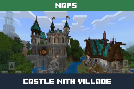 Download Castle with Village Map Minecraft Bedrock: MCPEDL